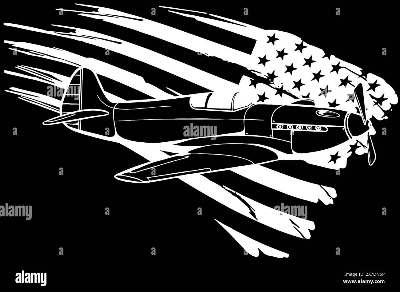 fighter plane in white line on black background Stock Vector Image ...