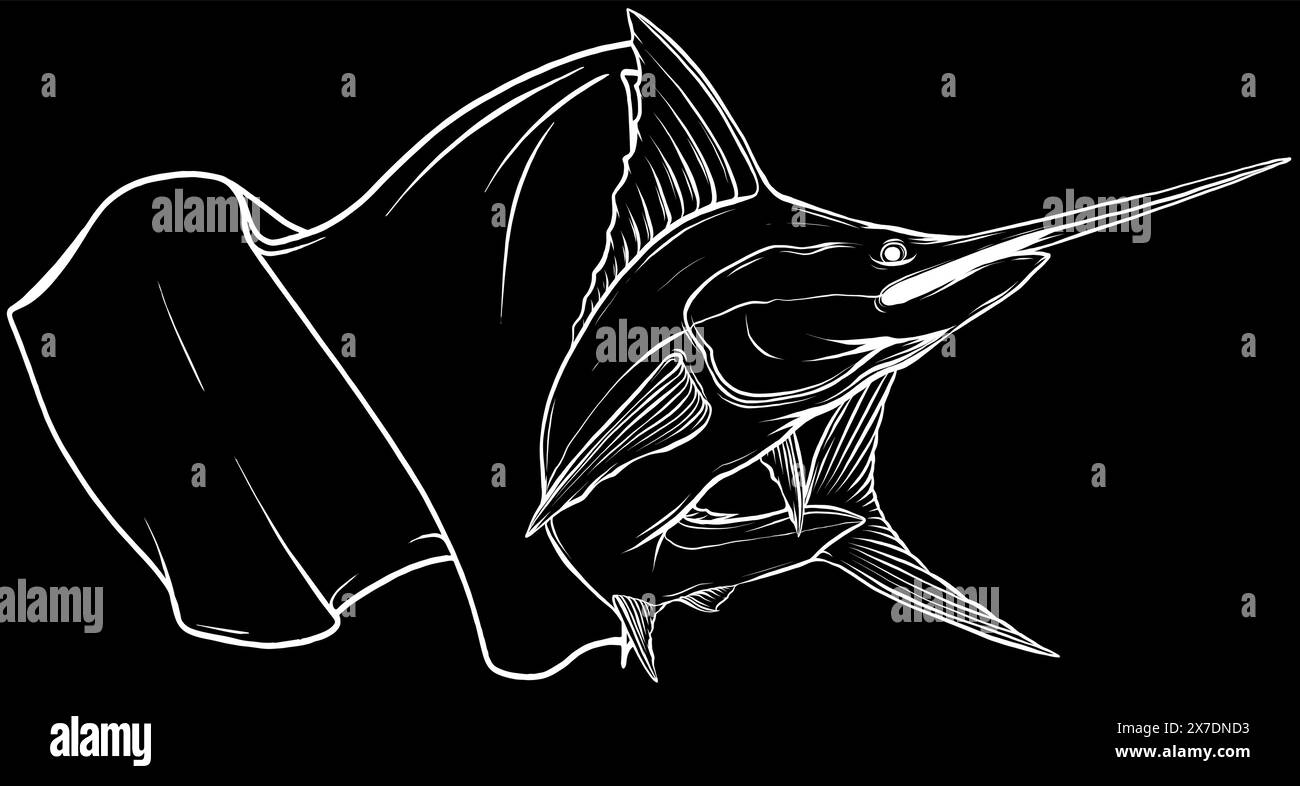 swordfish in white line on black background Stock Vector Image & Art ...