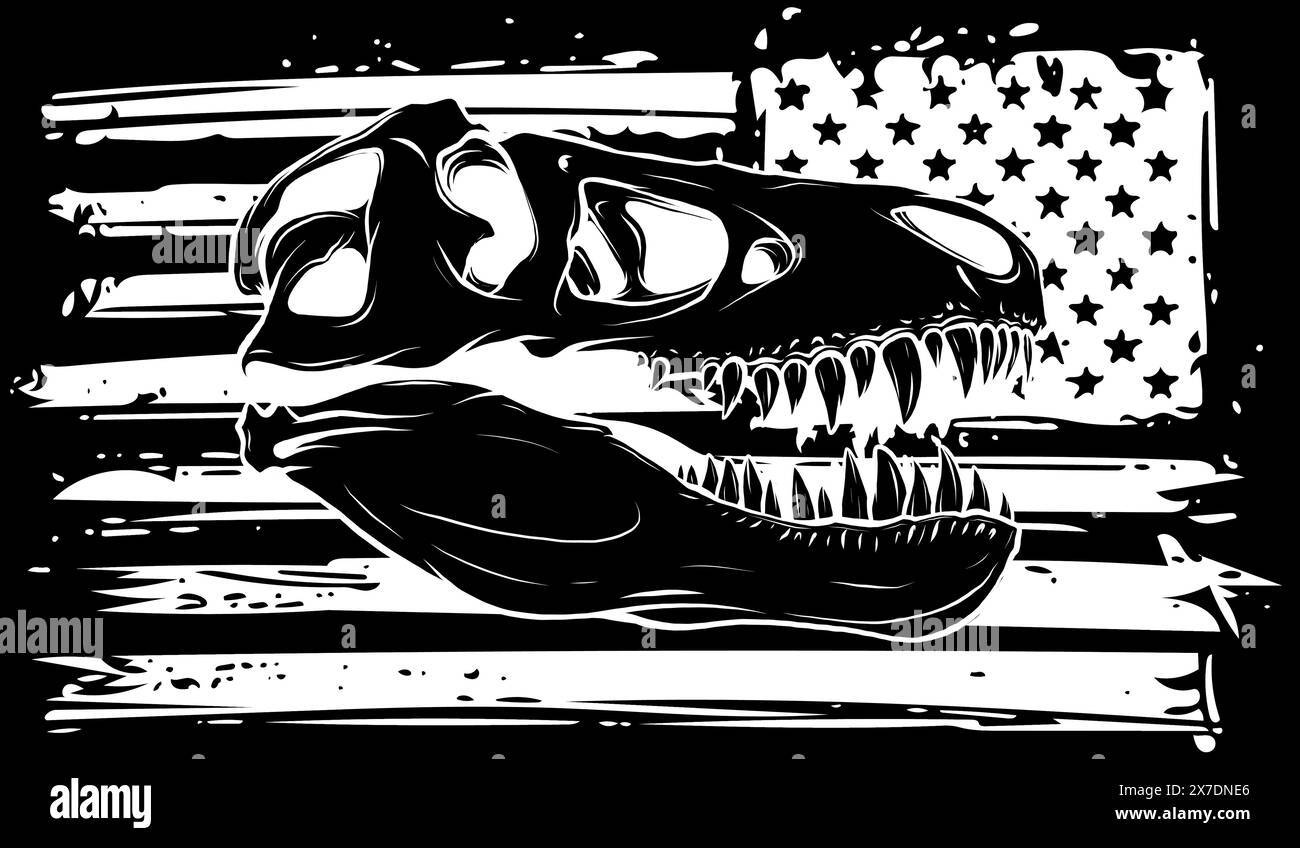 tyrannosaurus rex in white line on black background Stock Vector Image ...