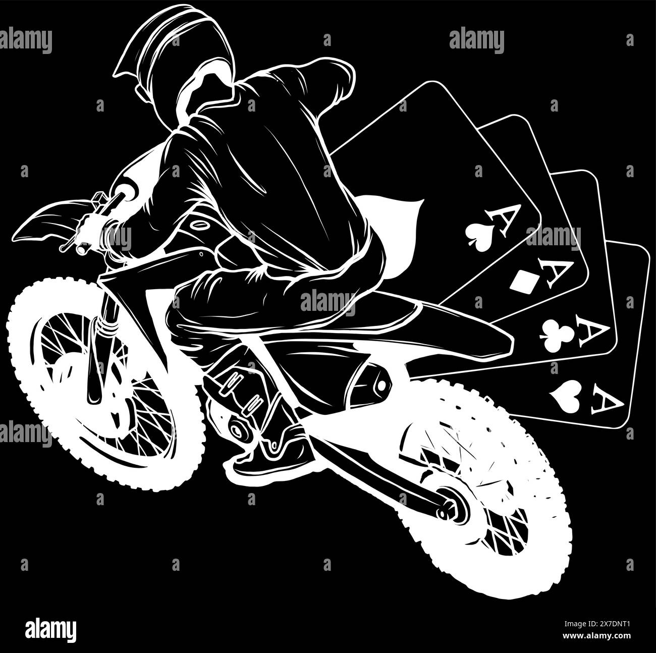 Dirt bike black an white drawing hi-res stock photography and images ...