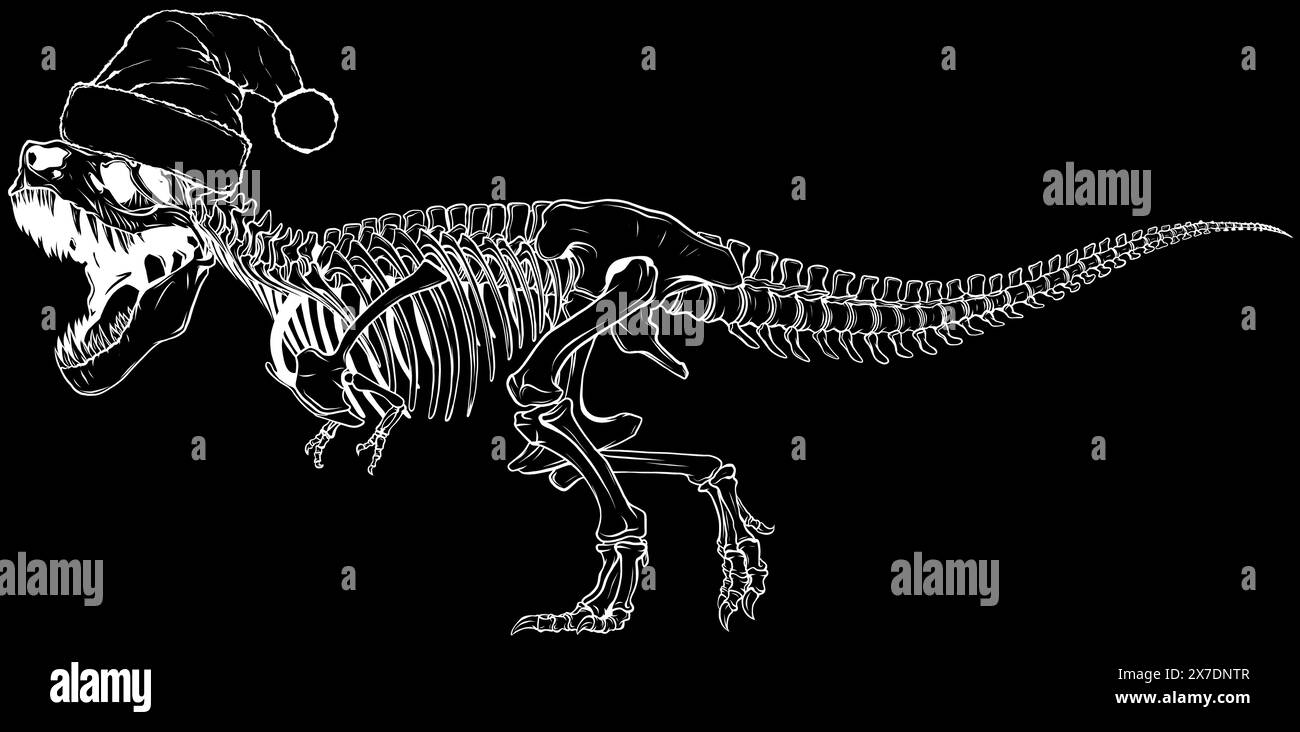 Tyrannosaurus Rex skeleton in white line on black background Stock Vector Image & Art - Alamy