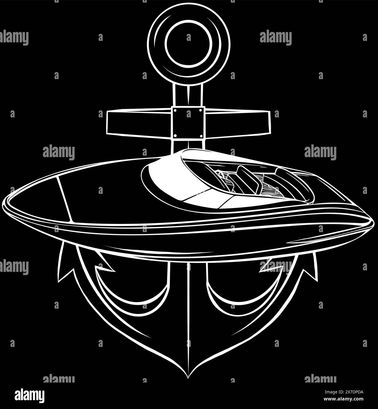 White boat floating in Stock Vector Images - Alamy