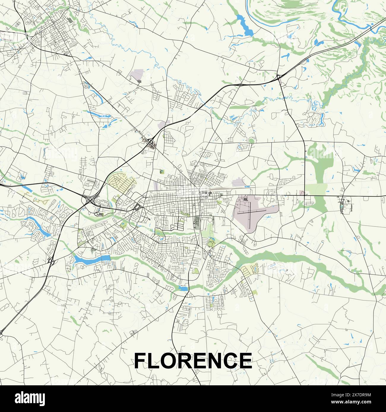 Florence, South Carolina, USA map poster art Stock Vector Image & Art ...