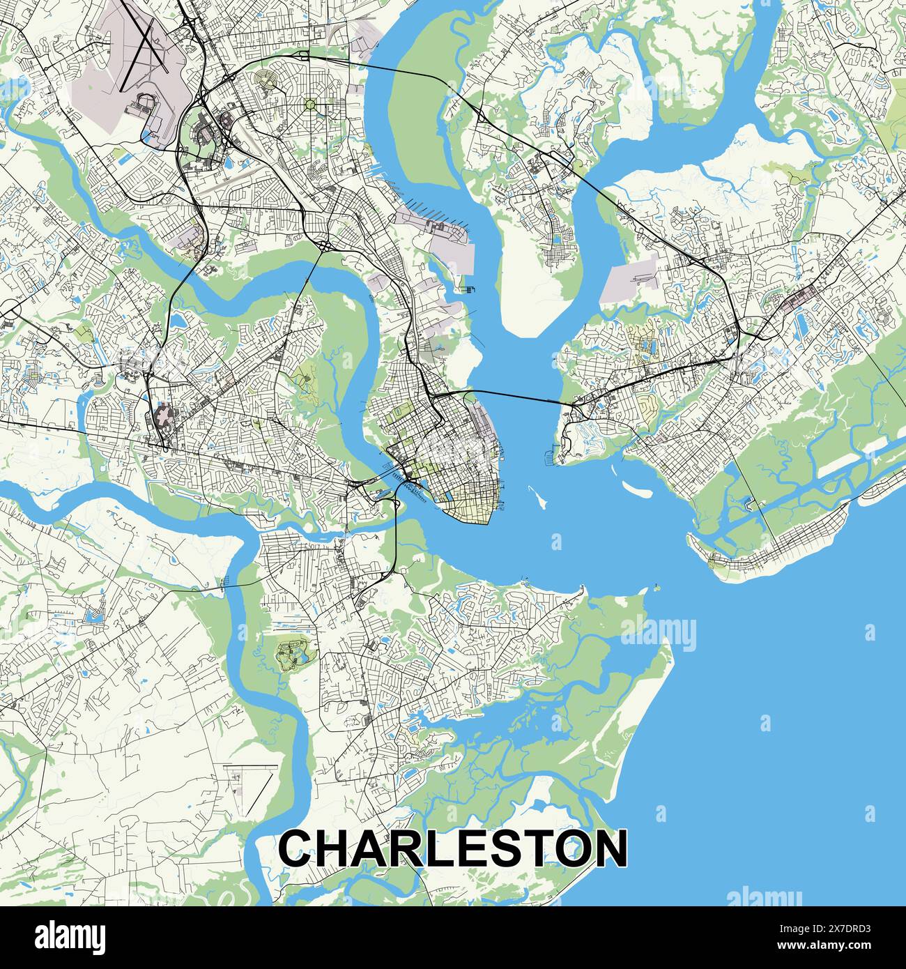 Charleston, South Carolina, USA map poster art Stock Vector Image & Art ...