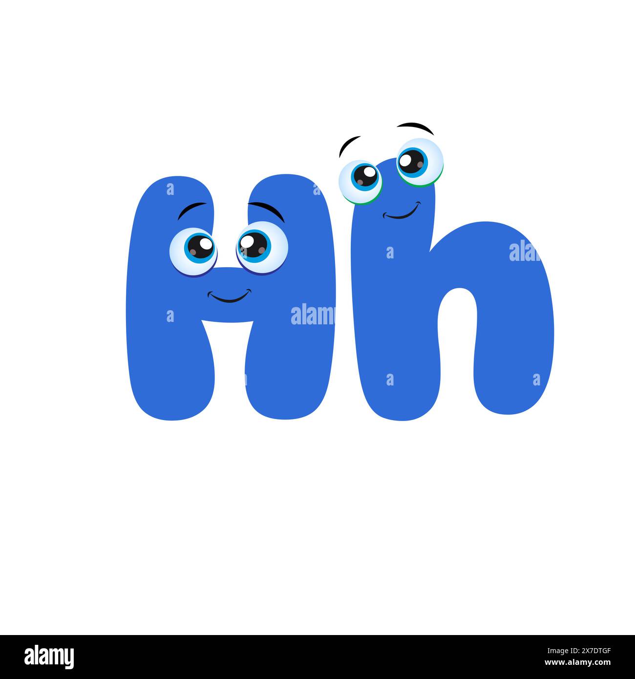 Cartoon Illustration of Blue Cute Smiling Uppercase and Lowercase ...