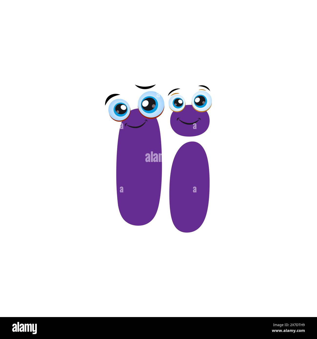 Cute Purple Letter I Cartoon Character With cute eyes. Cartoon ...