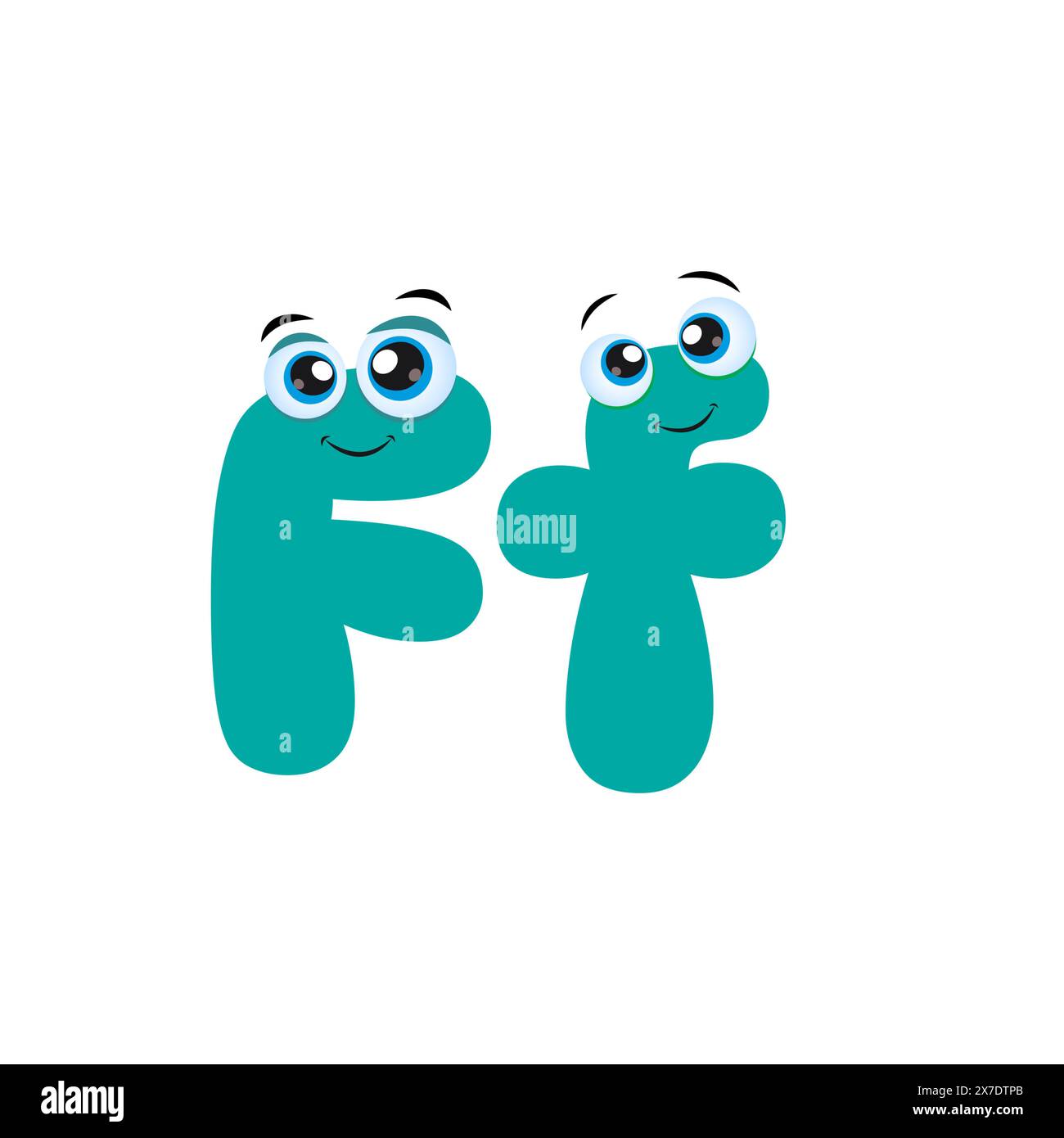 Cute Cartoon Illustration of Uppercase and Lowercase Letter F ...