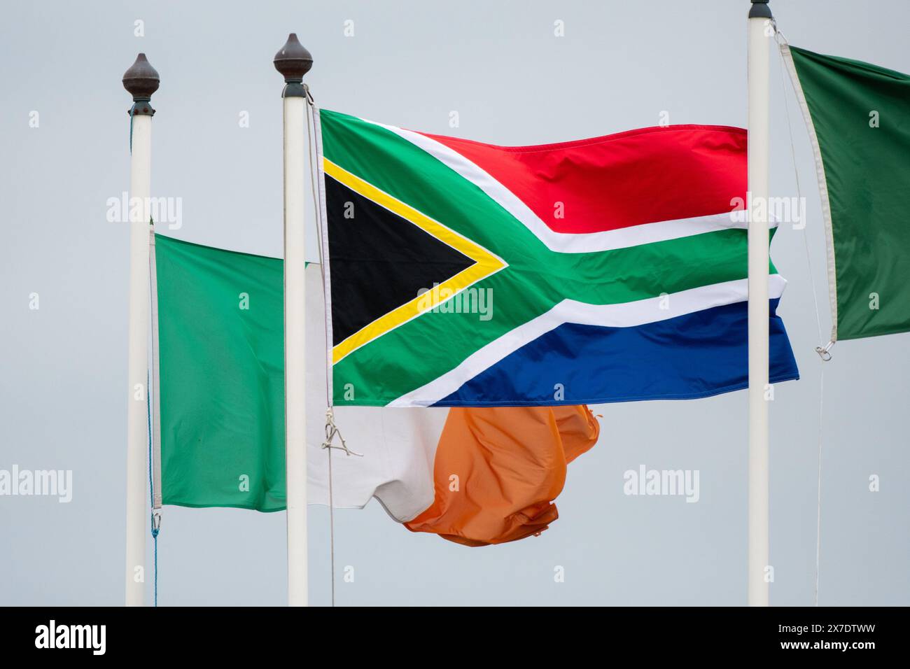 Galway, Ireland. 19th May, 2024. Irish and South African flags during ...