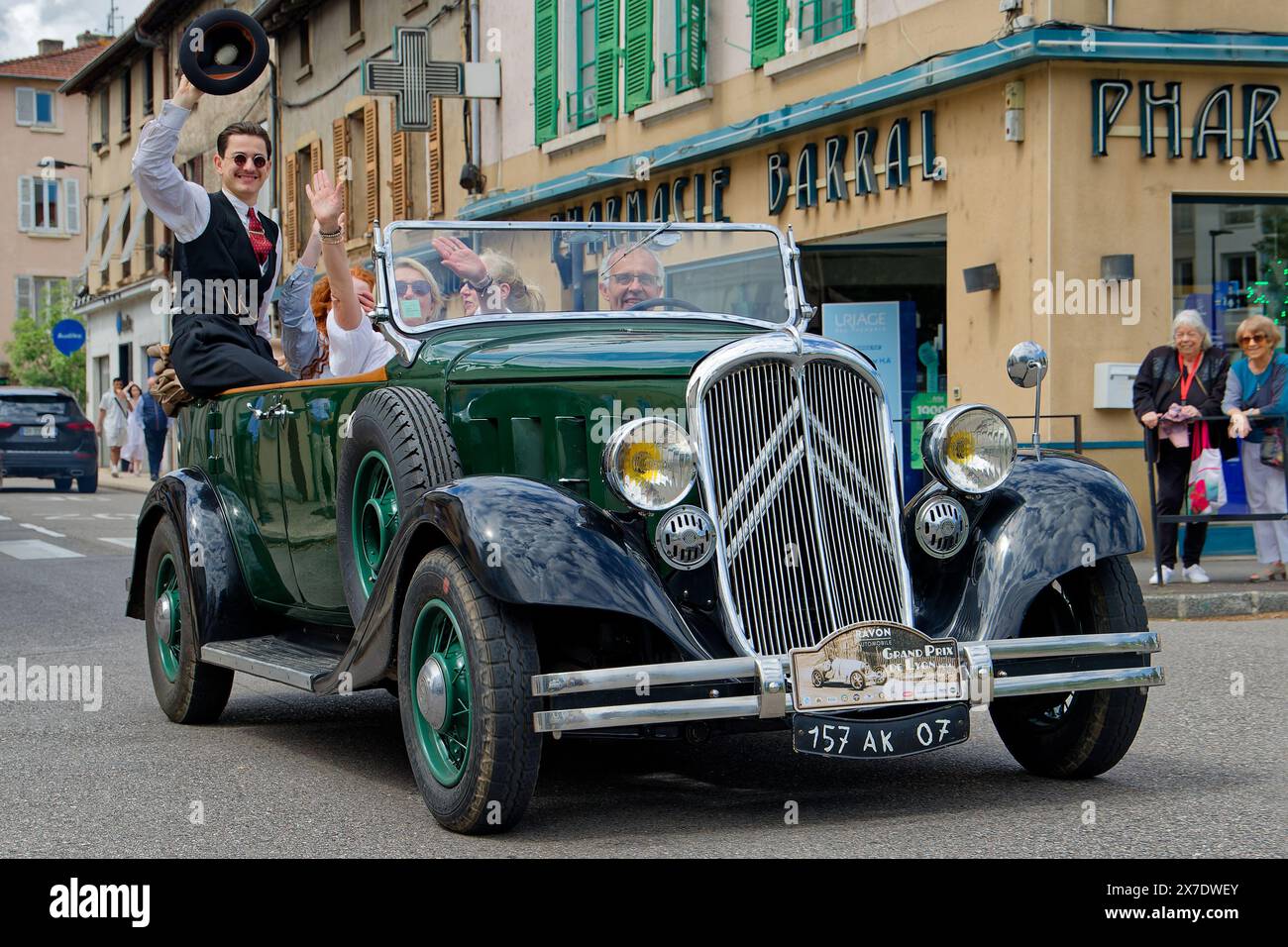 BRIGNAIS, FRANCE, May 19, 2024 : A concentration of vintage cars marks ...