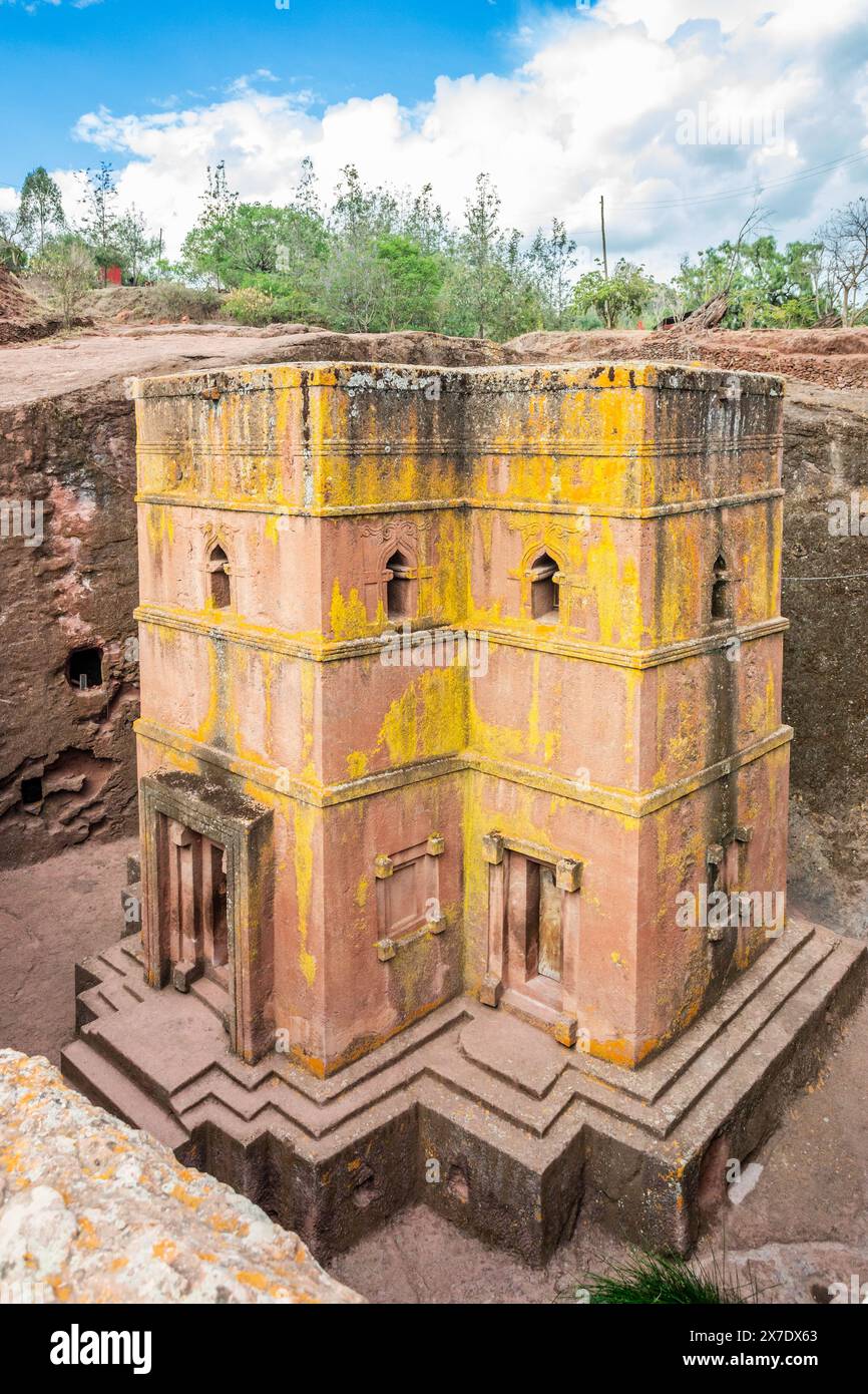 Rock hewn monolithic cross shaped ortodox church of Saint George ...
