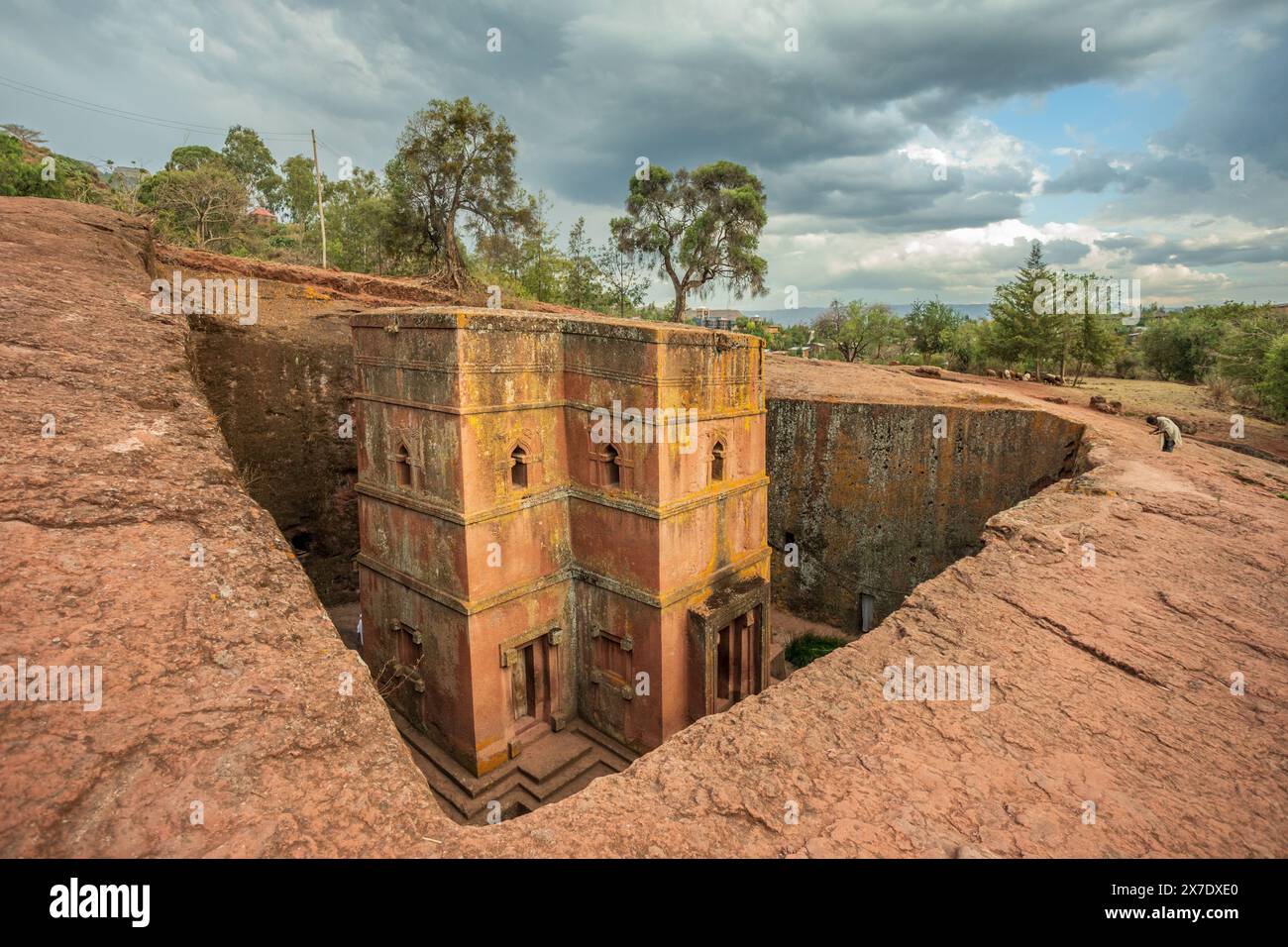 Rock hewn monolithic cross shaped ortodox church of Saint George ...