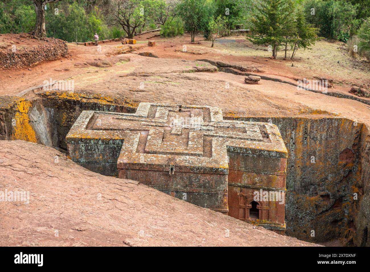Rock hewn monolithic ortodox church of Saint George with cross roof ...