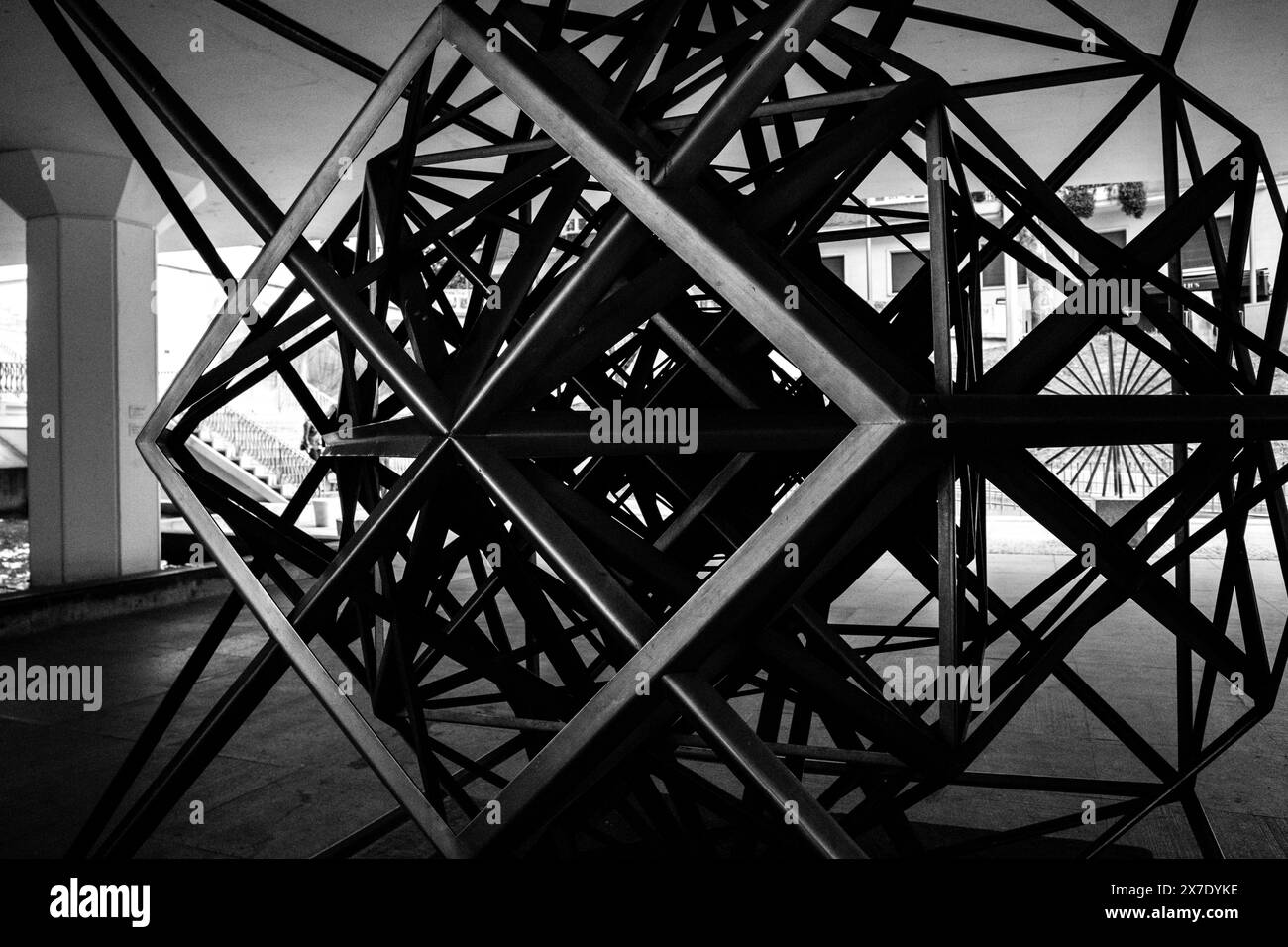 Madrid, Spain. 1 May 2024 Black and white hand made construction ...