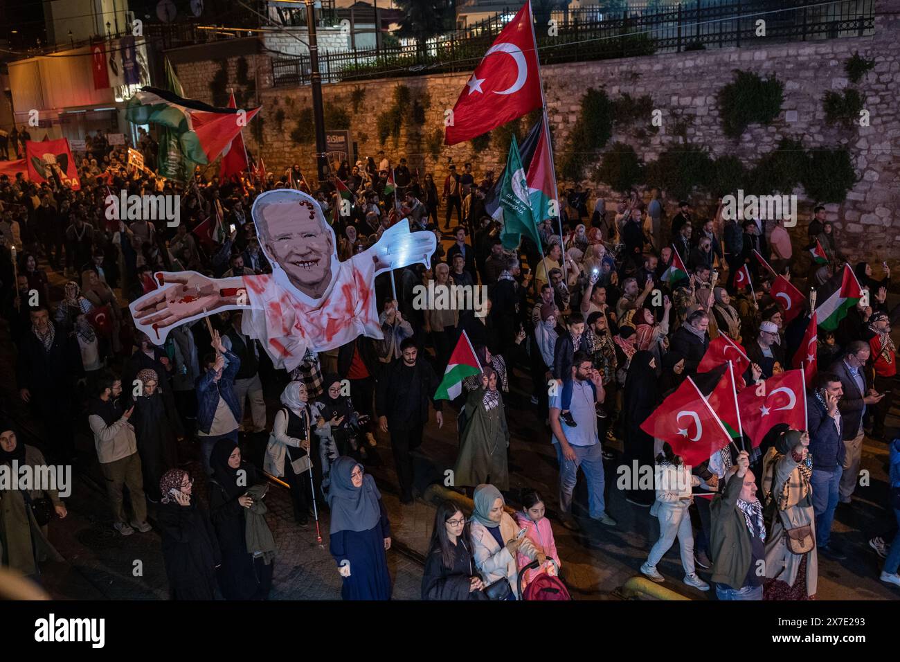 Istanbul, Turkey. 18th May, 2024. Protesters seen carrying a model of ...