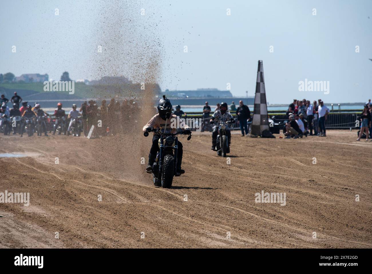 Racers ride on the beach in Margate. The Malle Mile Beach Race is a two days long motorbike race ...
