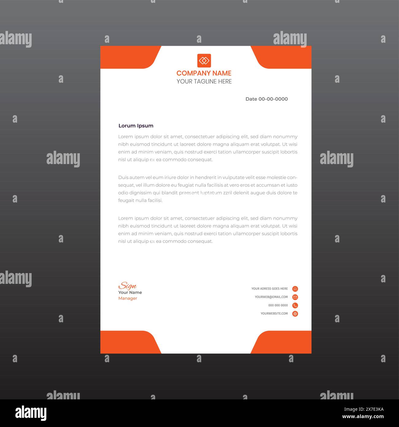 corporate modern letterhead design template with yellow, blue, green ...