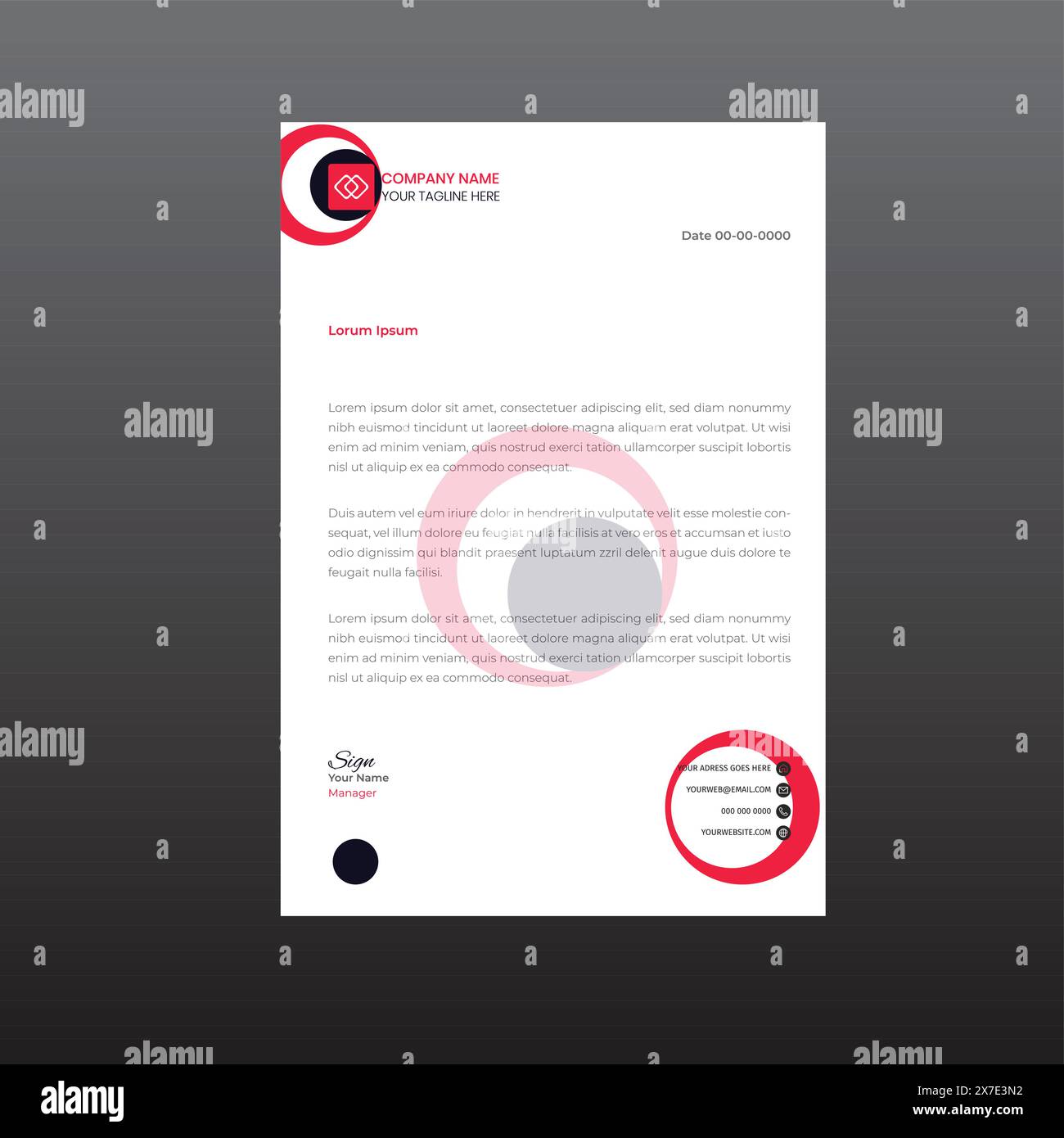 corporate modern letterhead design template with yellow, blue, green ...