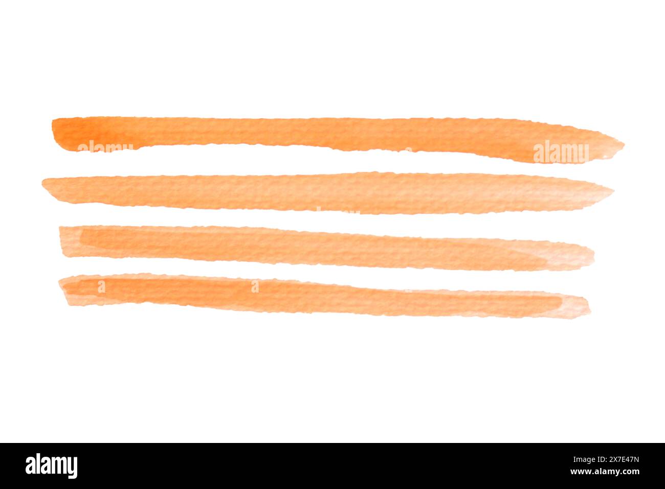 Abstract hand drawn orange watercolor lines isolated on white ...
