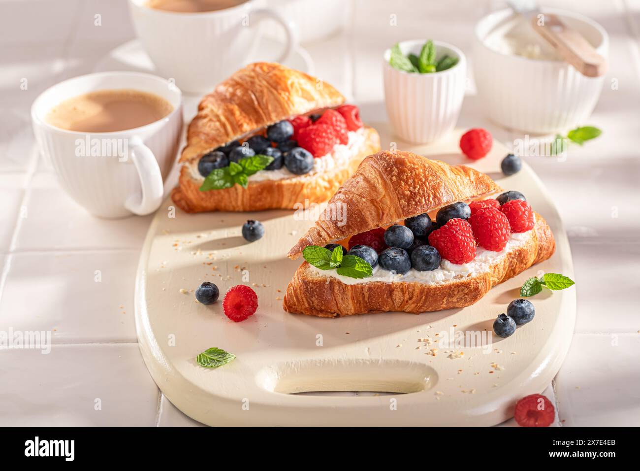 Homemade and healthy french croissant for breakfast. Croissants with ...
