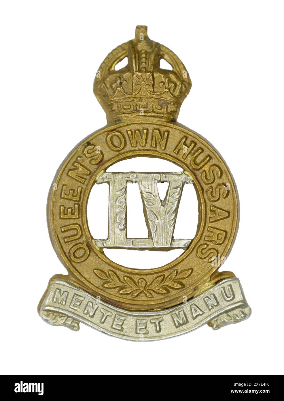 Cap badge of the 4th Queen's Own Hussars, c. 1906-1952 Stock Photo - Alamy