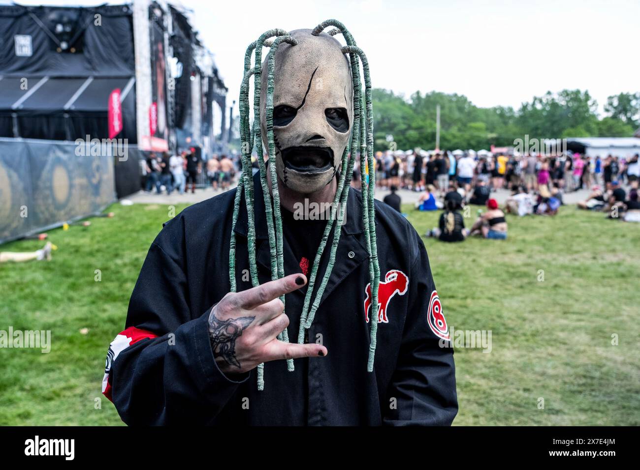 A festivalgoer is seen during Sonic Temple Art and Music Festival ...