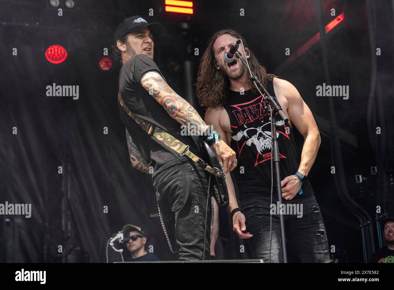 Ronnie Elvis James, left, of CKY and Dan Ryan of Crobot perform during ...