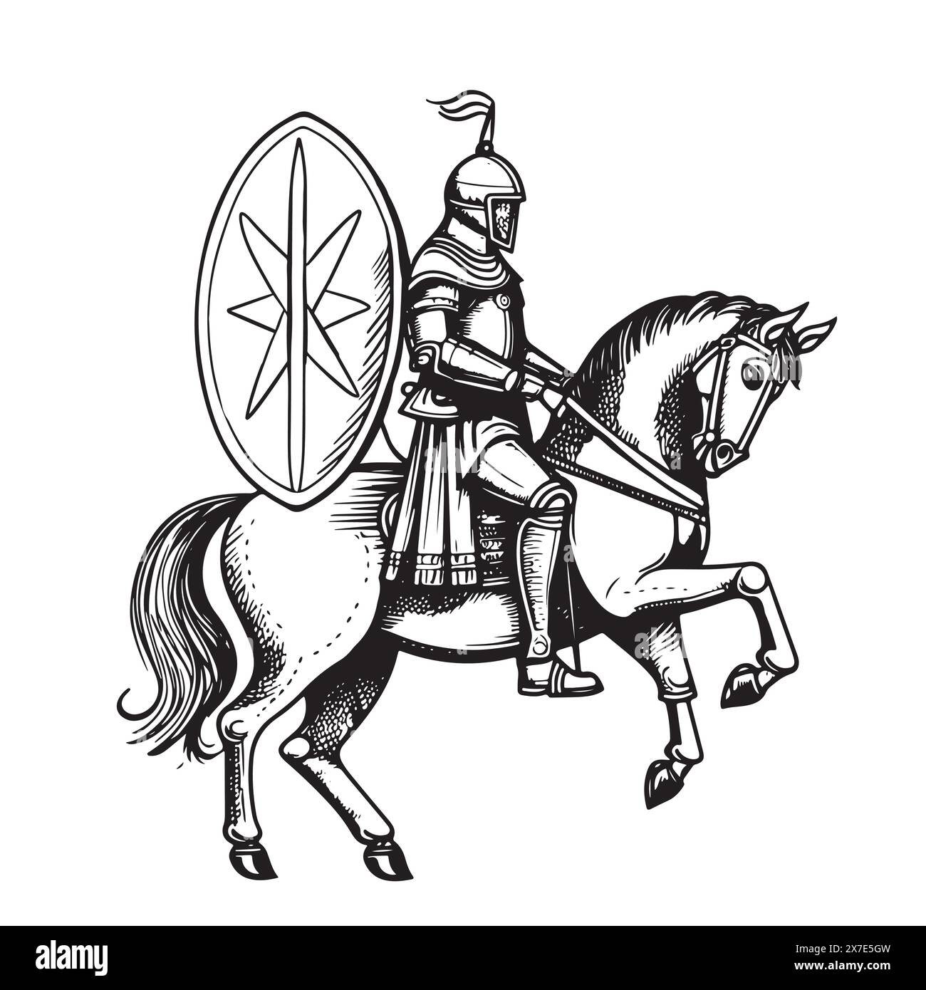 Knight on horseback. Medieval heraldry symbol vector illustration Stock ...