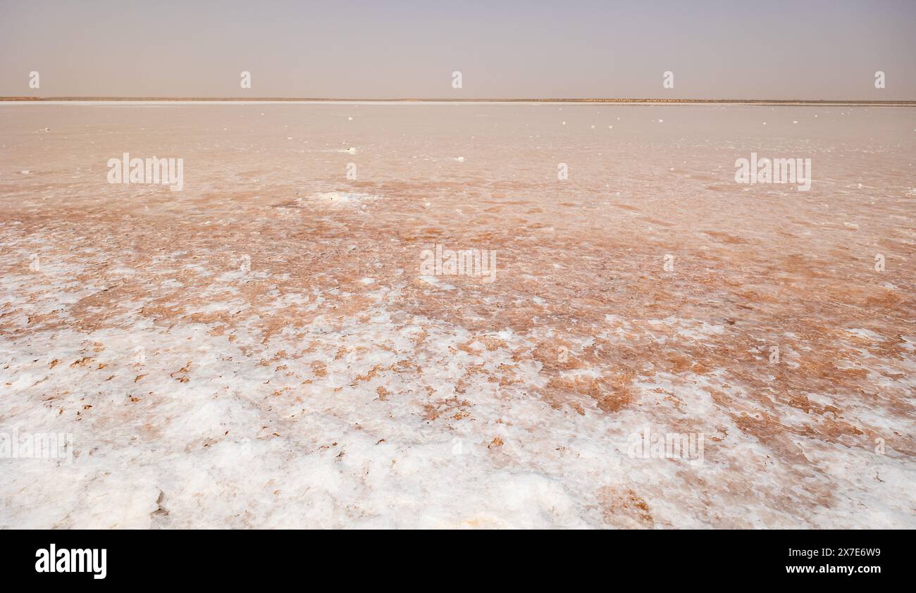 Salt flat landscape of Sebkha el Melah in Zarzis, Tunisia Stock Photo ...