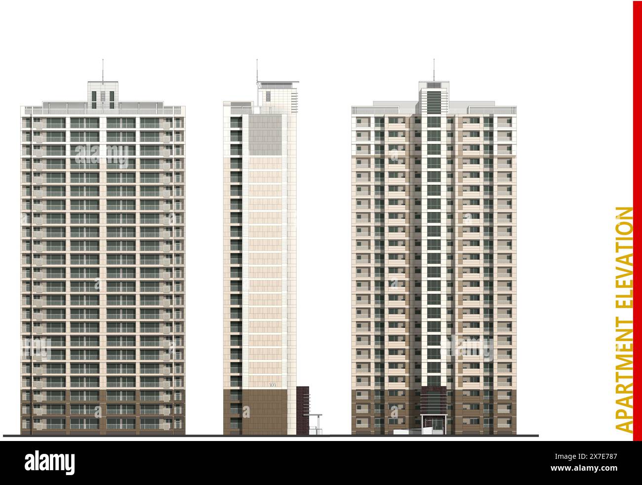 2d illustration elevation of a modern apartment building Stock Photo ...