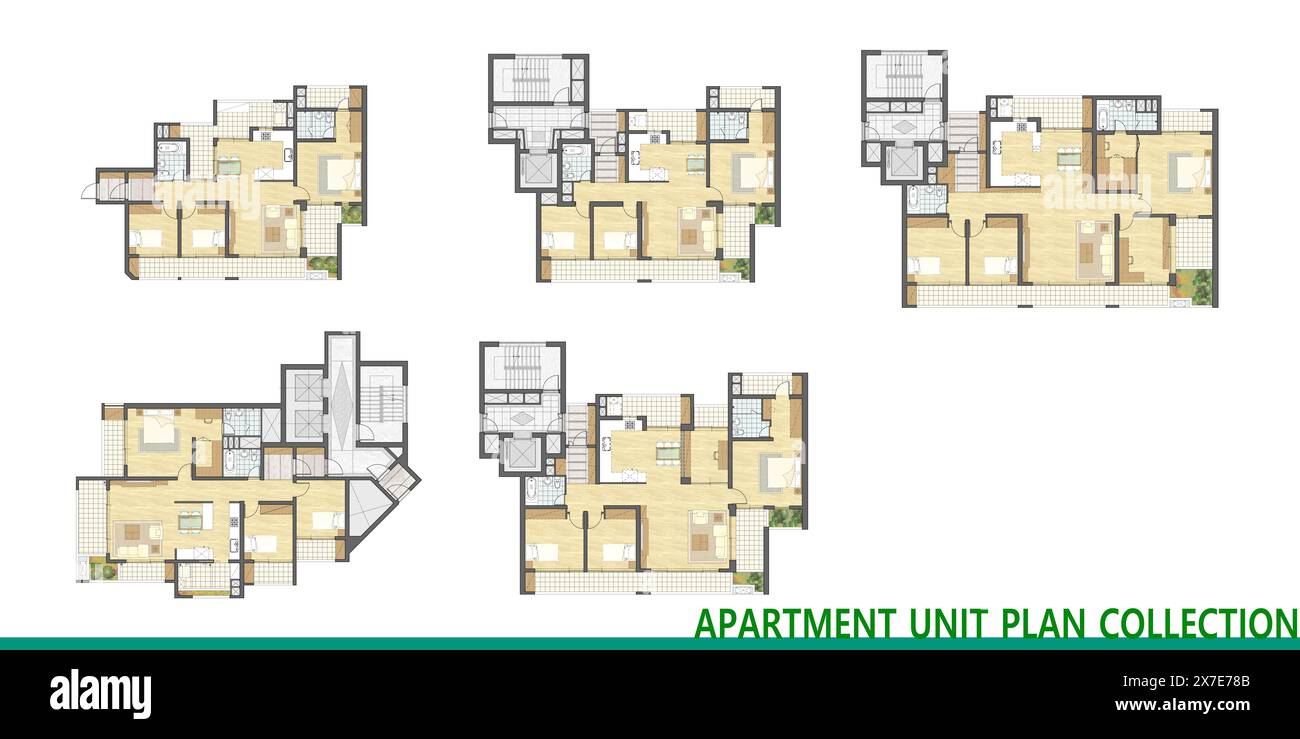 modern apartment unit plan collection Stock Photo - Alamy