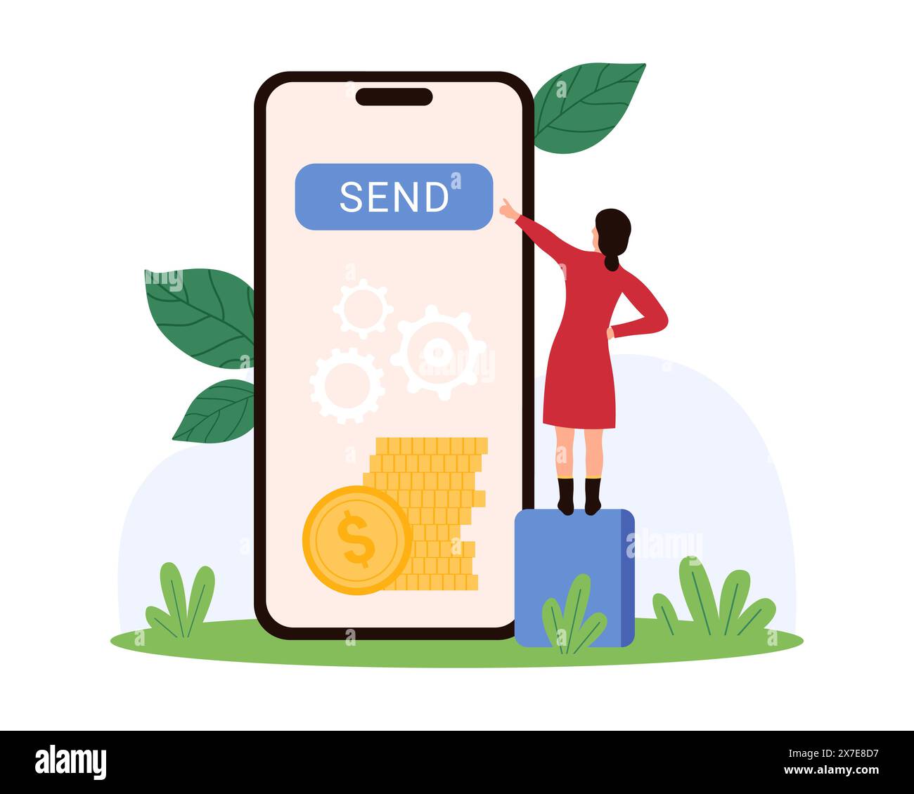 Instant money payment and fast transfer in mobile app, accounting. Tiny ...