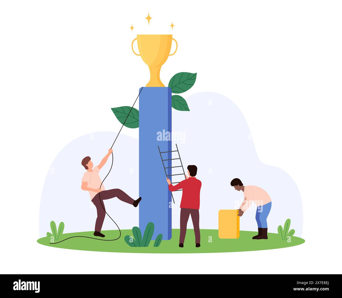 Business challenge and growth, success opportunity to achieve goal and ...