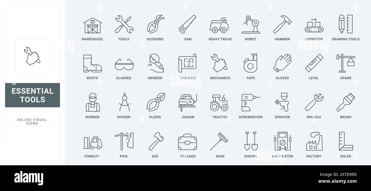 Symbols of safety boots and glasses, toolbox of worker, hardware and ...