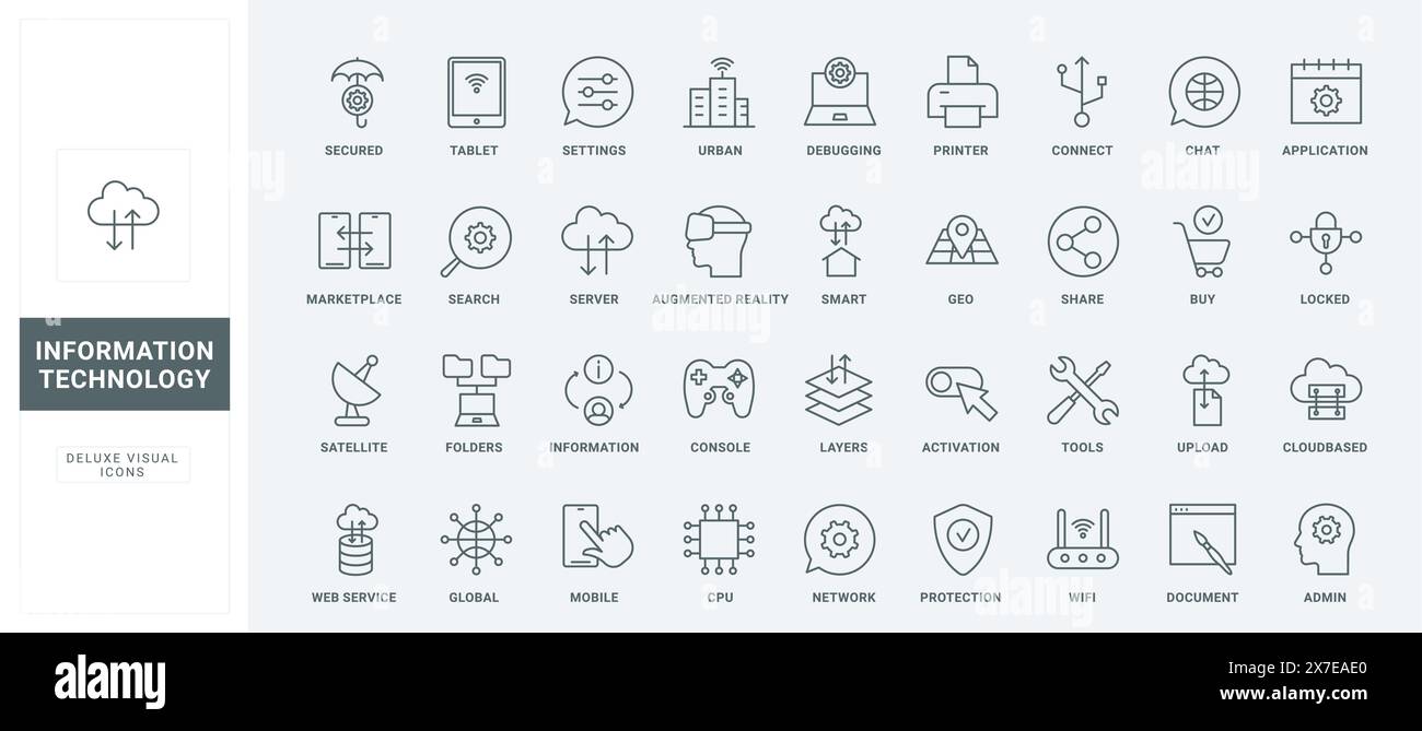 Outline digital network protection and cloud connection pictograms ...