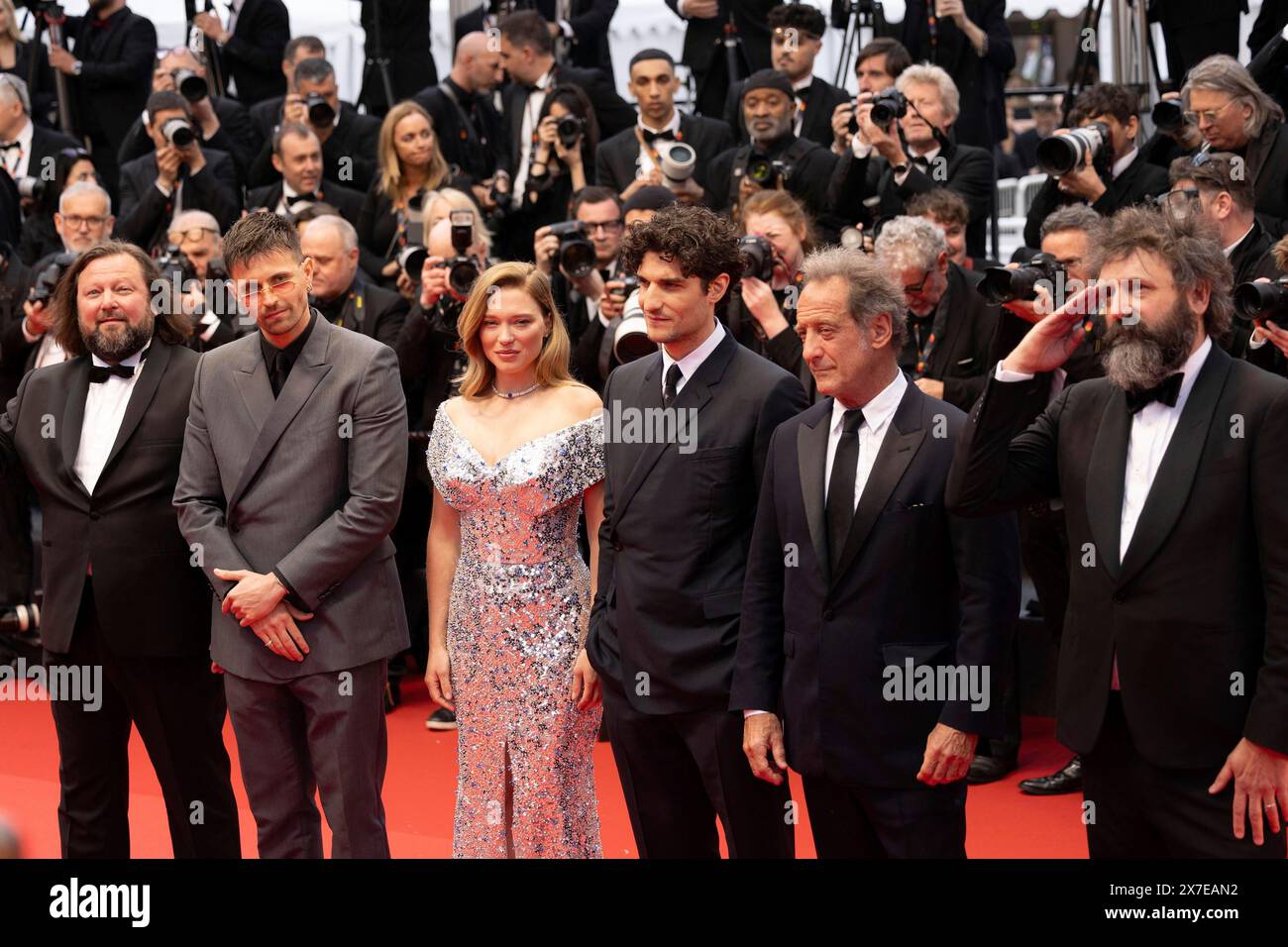 Cannes, France, 14 May 2024: Manuel Guillot, Raphael Quenard, Lea ...