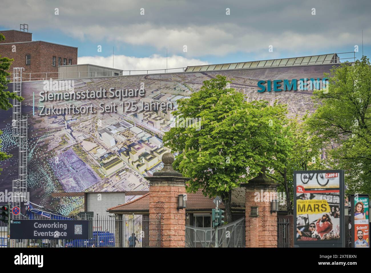 Siemens AG, Poster at the construction site of Siemens-Square, Rohrdamm ...