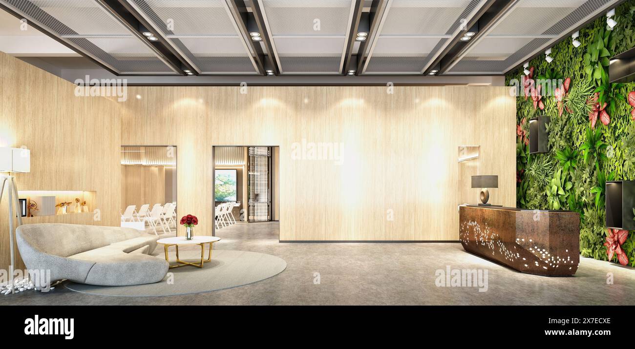 White wall 3d render co work office hi-res stock photography and images ...