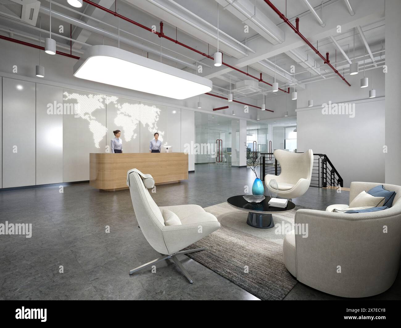 3d render of modern working office Stock Photo - Alamy