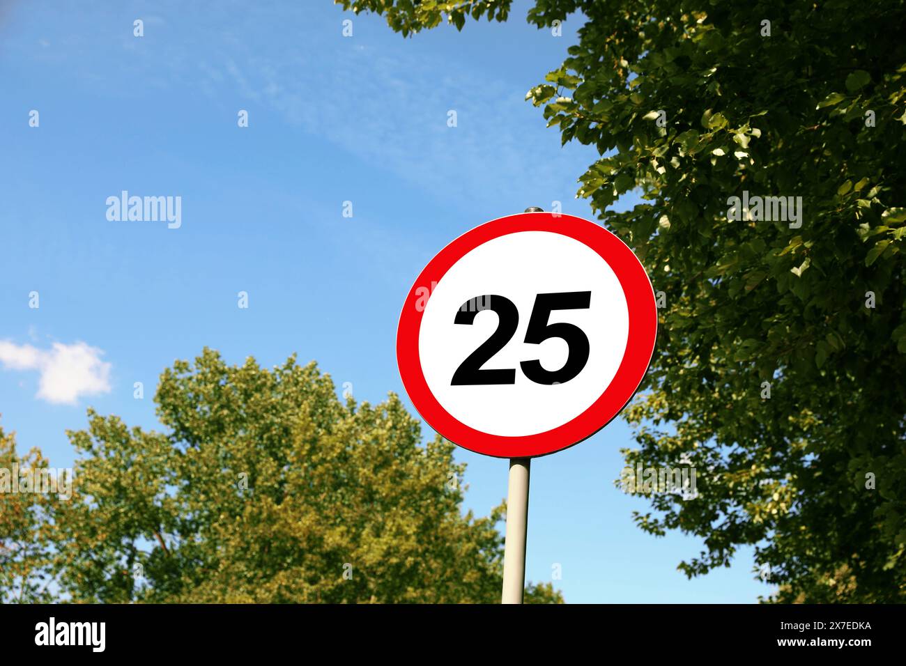 Road sign Maximum speed limit against blue sky Stock Photo - Alamy
