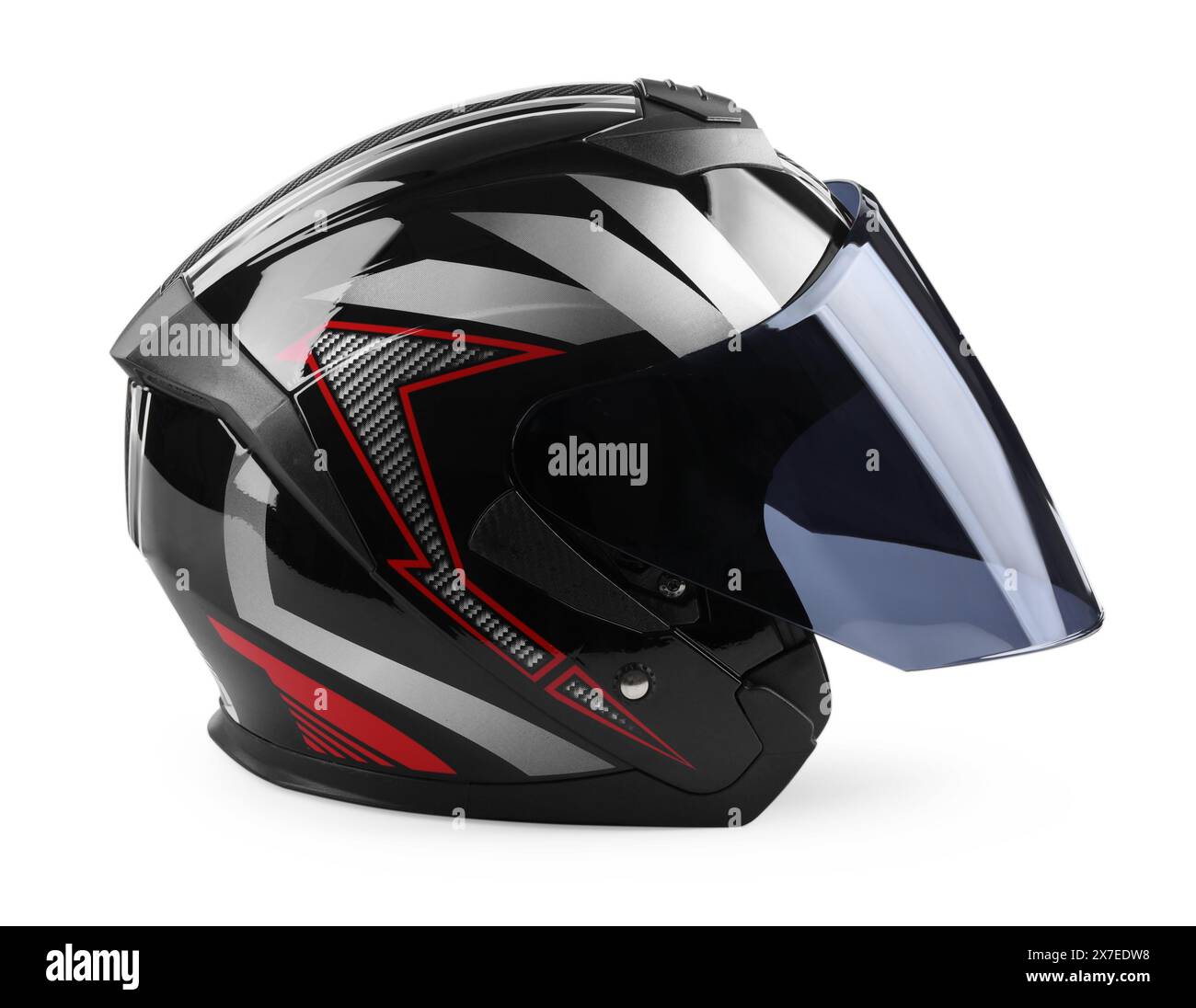 Modern motorcycle helmet with visor isolated on white Stock Photo - Alamy