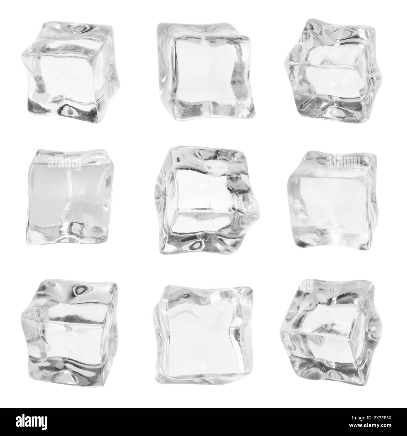 Crystal clear ice cubes isolated on white, set Stock Photo - Alamy
