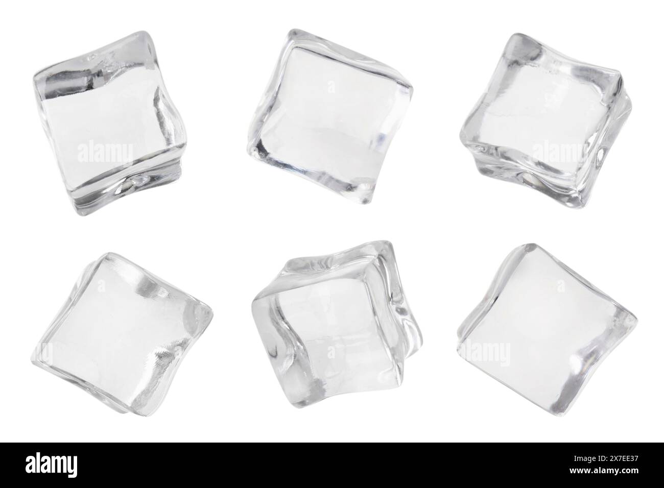 Crystal clear ice cubes isolated on white, set Stock Photo - Alamy
