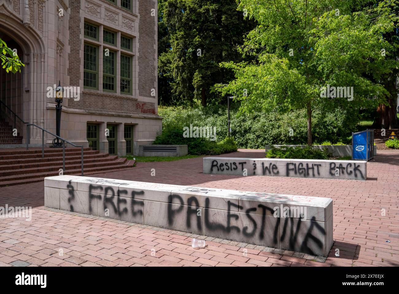 Seattle, USA. May 19, 2024, Seattle, Washington, USA: Graffiti reads ...