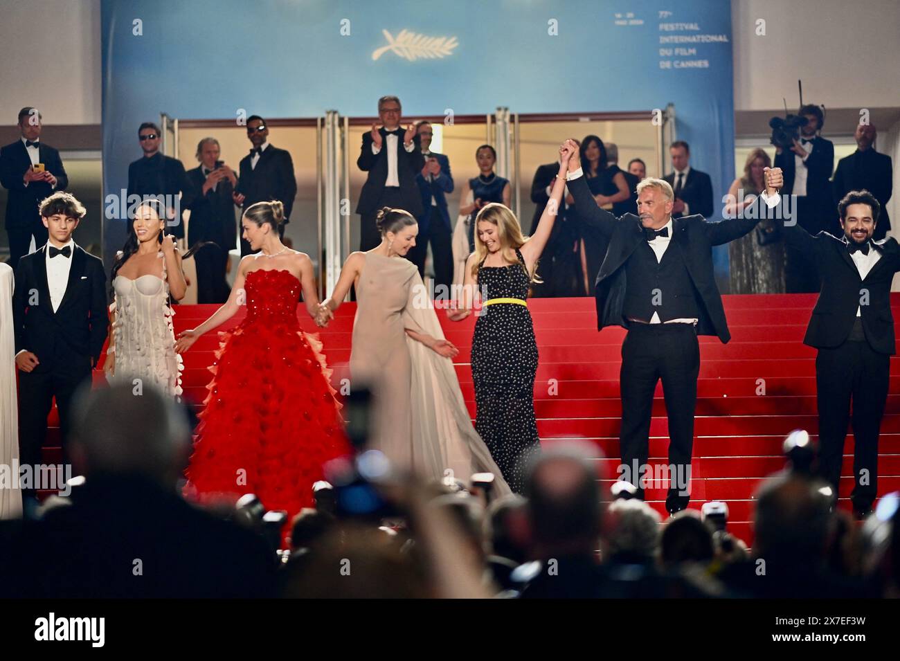 Cannes, France. 18th May, 2024. (L to R) Hayes Logan Costner, Wase ...