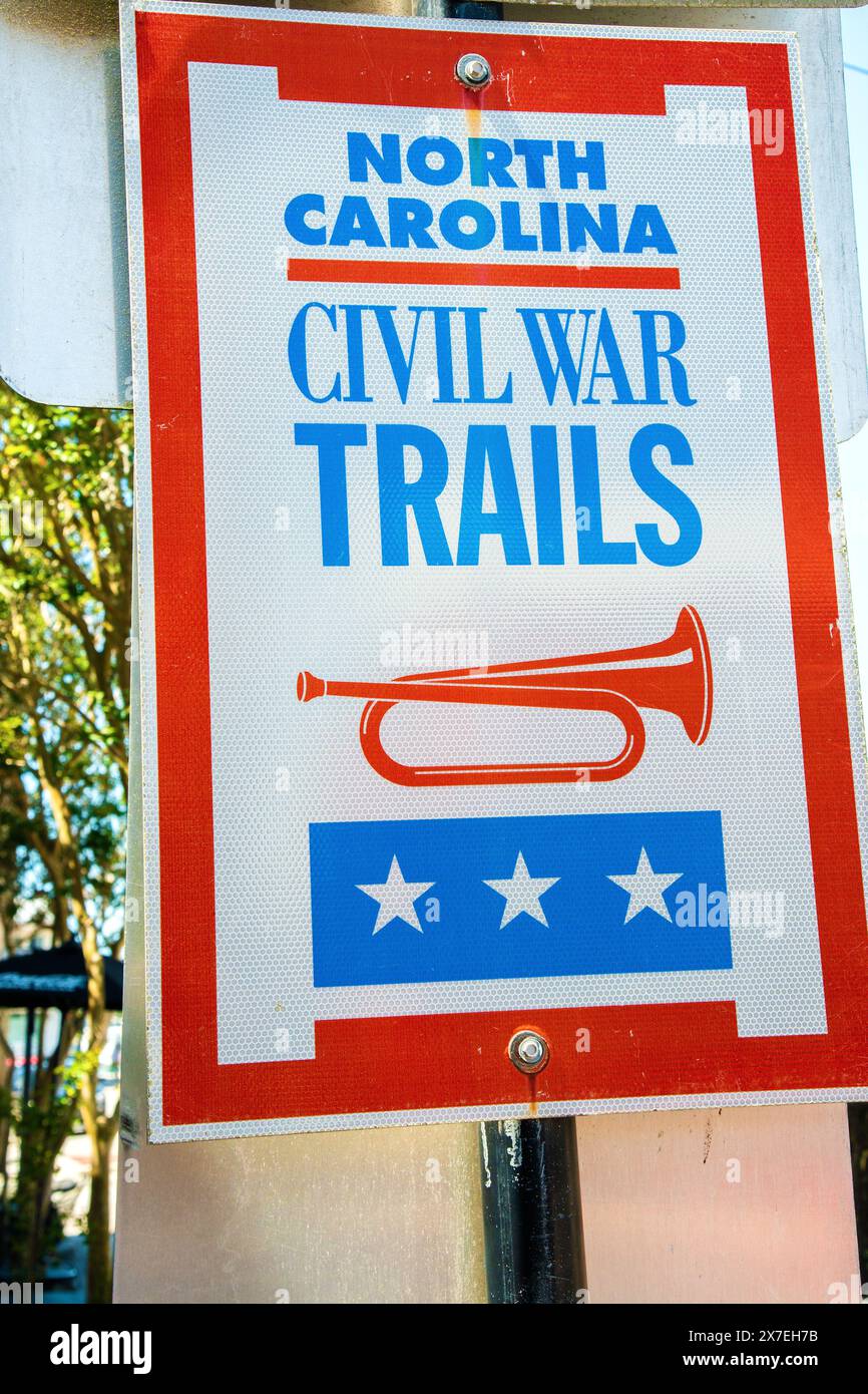 Civil war sign marking historic events in Beaufort, North Carolina ...
