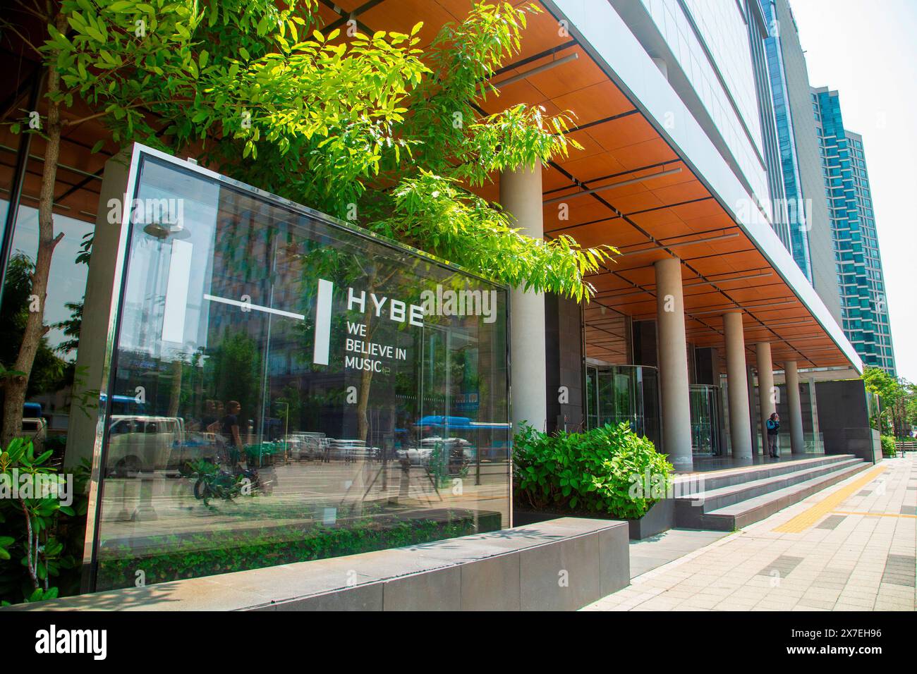 Hybe, May 9, 2024 : The headquarters building of the K-pop powerhouse Hybe in Seoul, South Korea ...