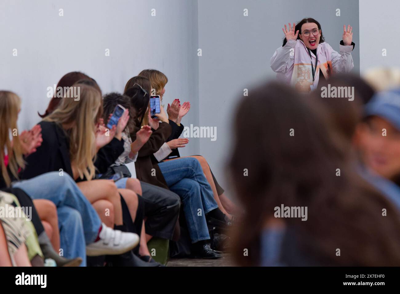 Designer Ingrid Verner thanks the audience after the VERNER show during ...