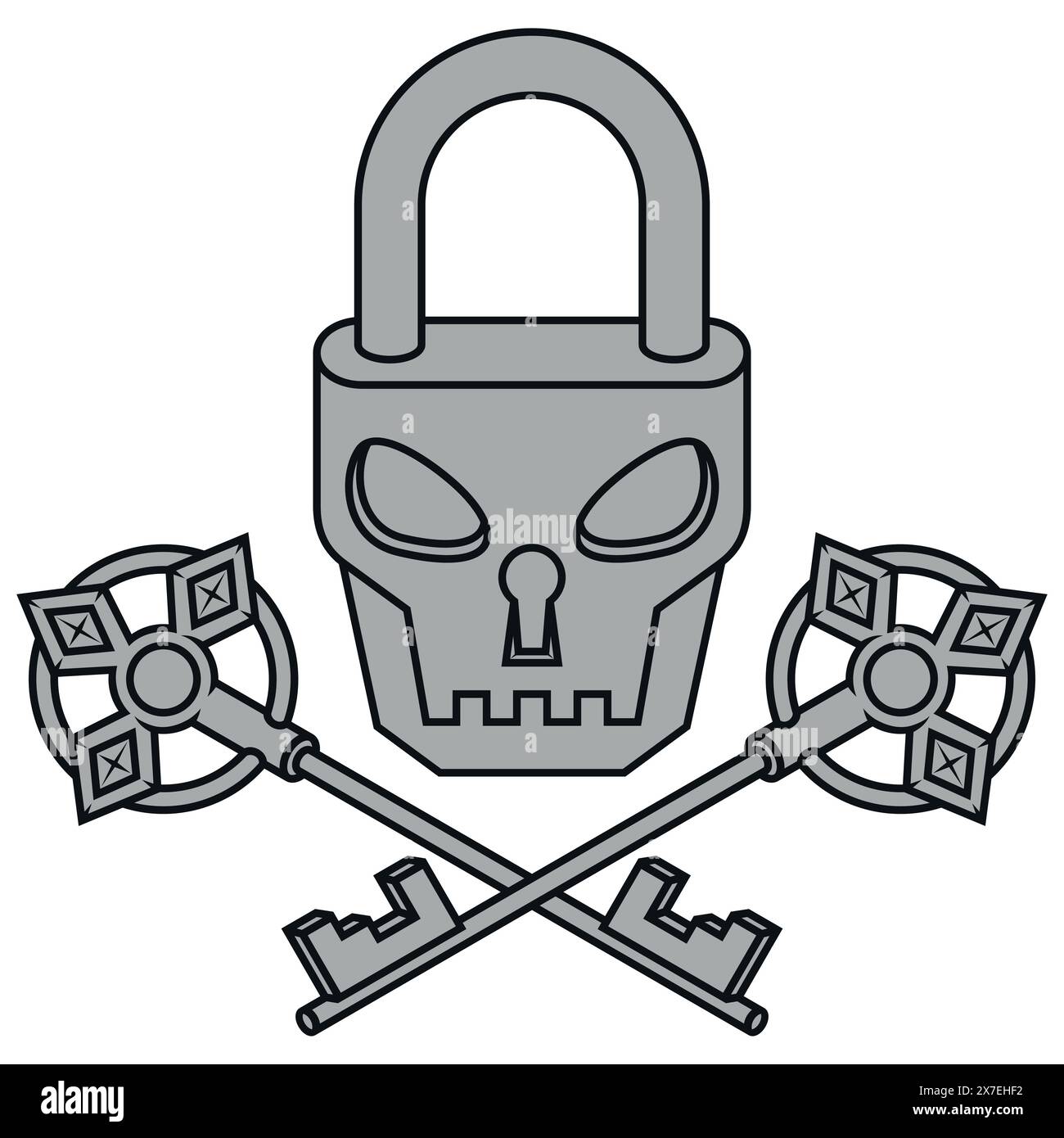 Vector design of Skull-shaped padlock with old keys, Padlock with a ...