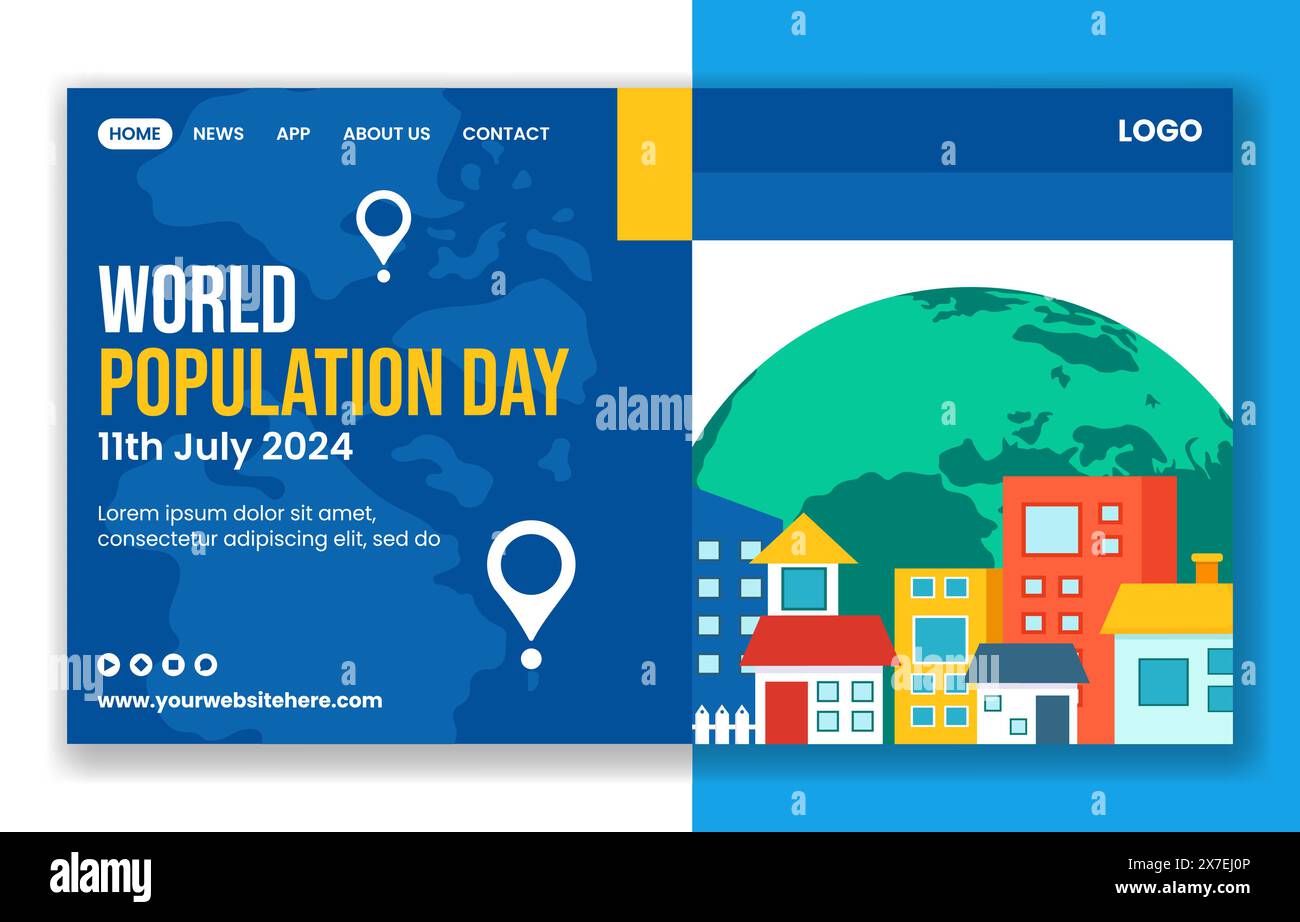 Population Day Social Media Landing Page Cartoon Hand Drawn Templates ...
