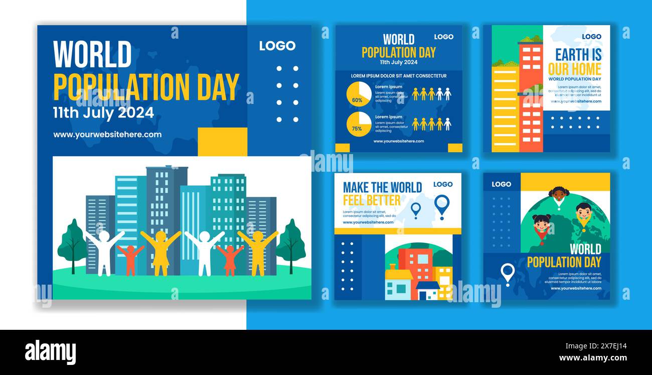 Population Day Social Media Post Flat Cartoon Hand Drawn Templates ...